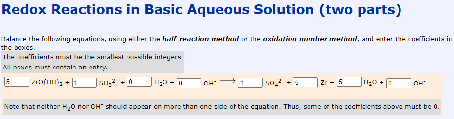 Solved Redox Reactions in Basic Aqueous Solution (two parts) | Chegg.com