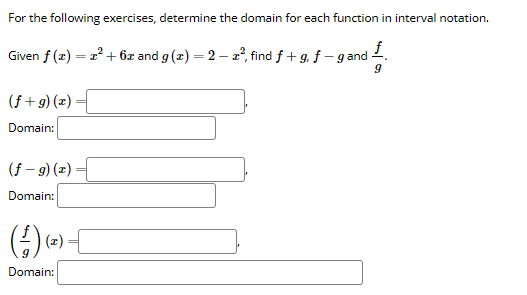 Solved For the following exercises, determine the domain for | Chegg.com
