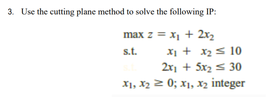 Solved 3. Use the cutting plane method to solve the | Chegg.com