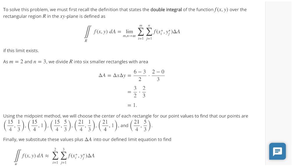Solved Use the midpoint rule with m = 2 and n = 3 to | Chegg.com