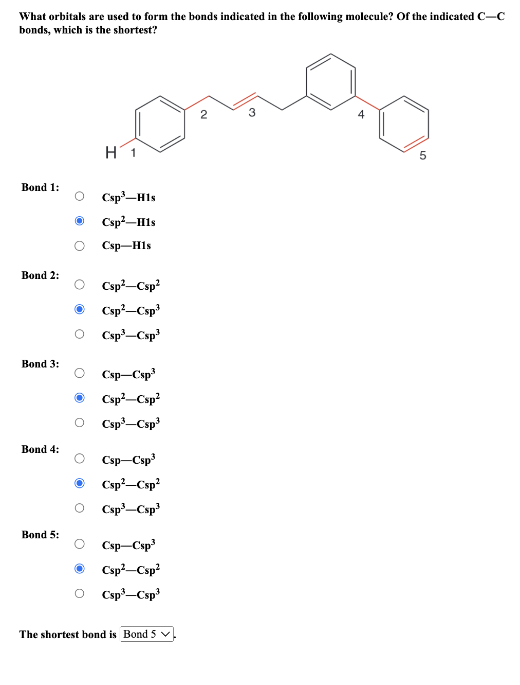 Solved What orbitals are used to form the bonds indicated in | Chegg.com