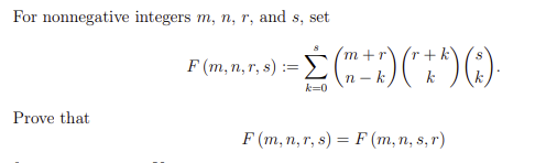 For nonnegative integers m,n,r, and s, set | Chegg.com