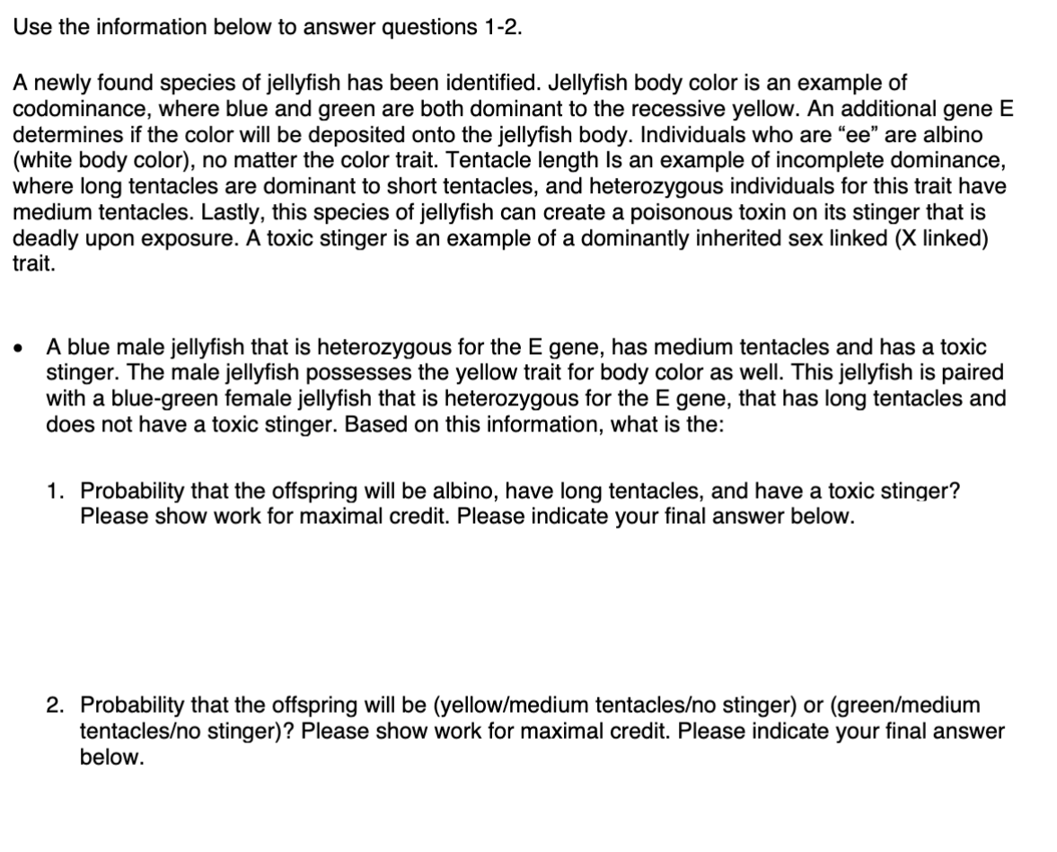 Solved Use the information below to answer questions 1-2.A | Chegg.com