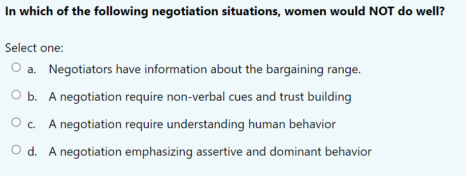 Solved In which of the following negotiation situations, | Chegg.com