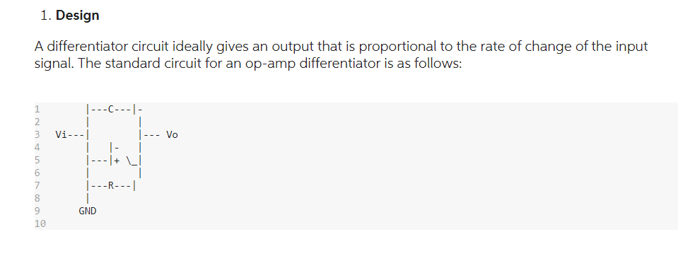 Solved A differentiator circuit ideally gives an output that | Chegg.com