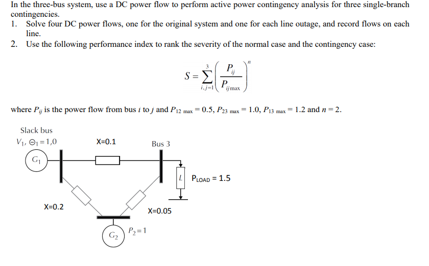 In the three-bus system, use a DC power flow to | Chegg.com
