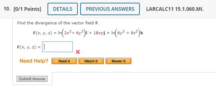 Solved 10. [0/1 Points] DETAILS PREVIOUS ANSWERS LARCALC11 | Chegg.com