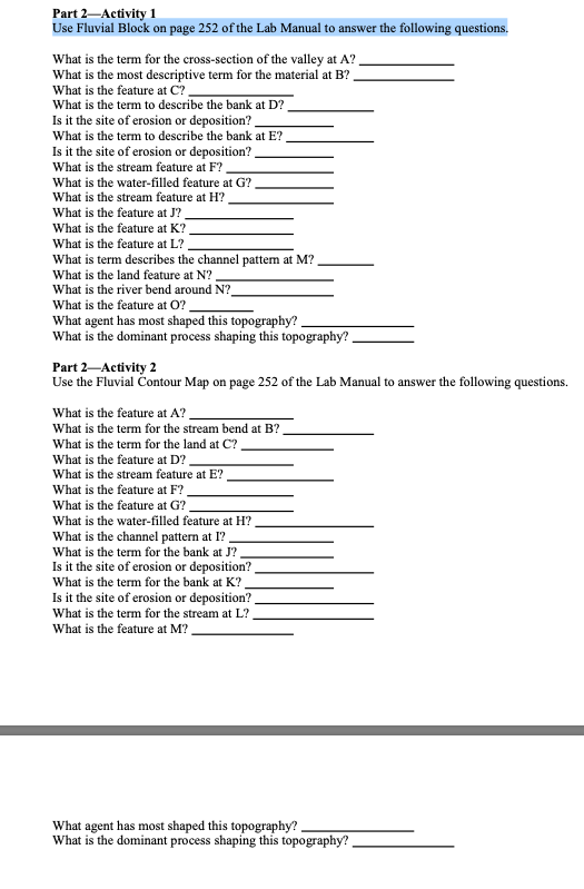 Solved Fluvial Block act Fluvial Contour Map contour | Chegg.com