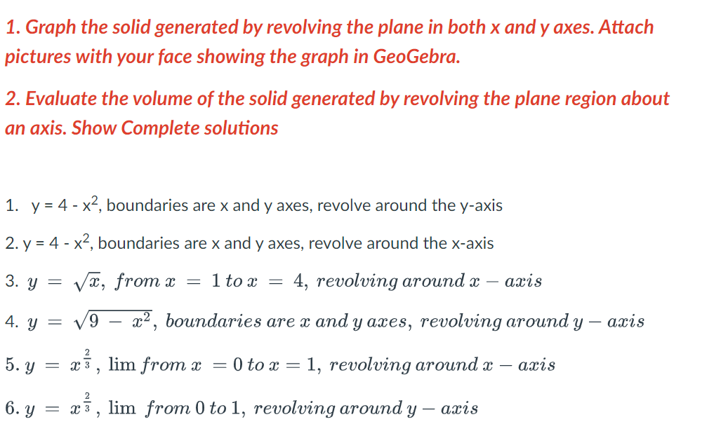 Solved USING GEOGEBRA 3D CALCULATOR PLEASE GRAPH NUMBERS 5 | Chegg.com