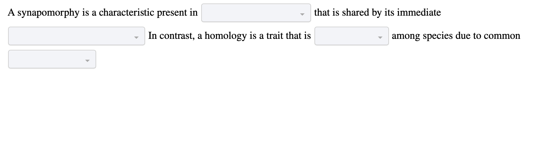 Solved A synapomorphy is a characteristic present inthat is | Chegg.com