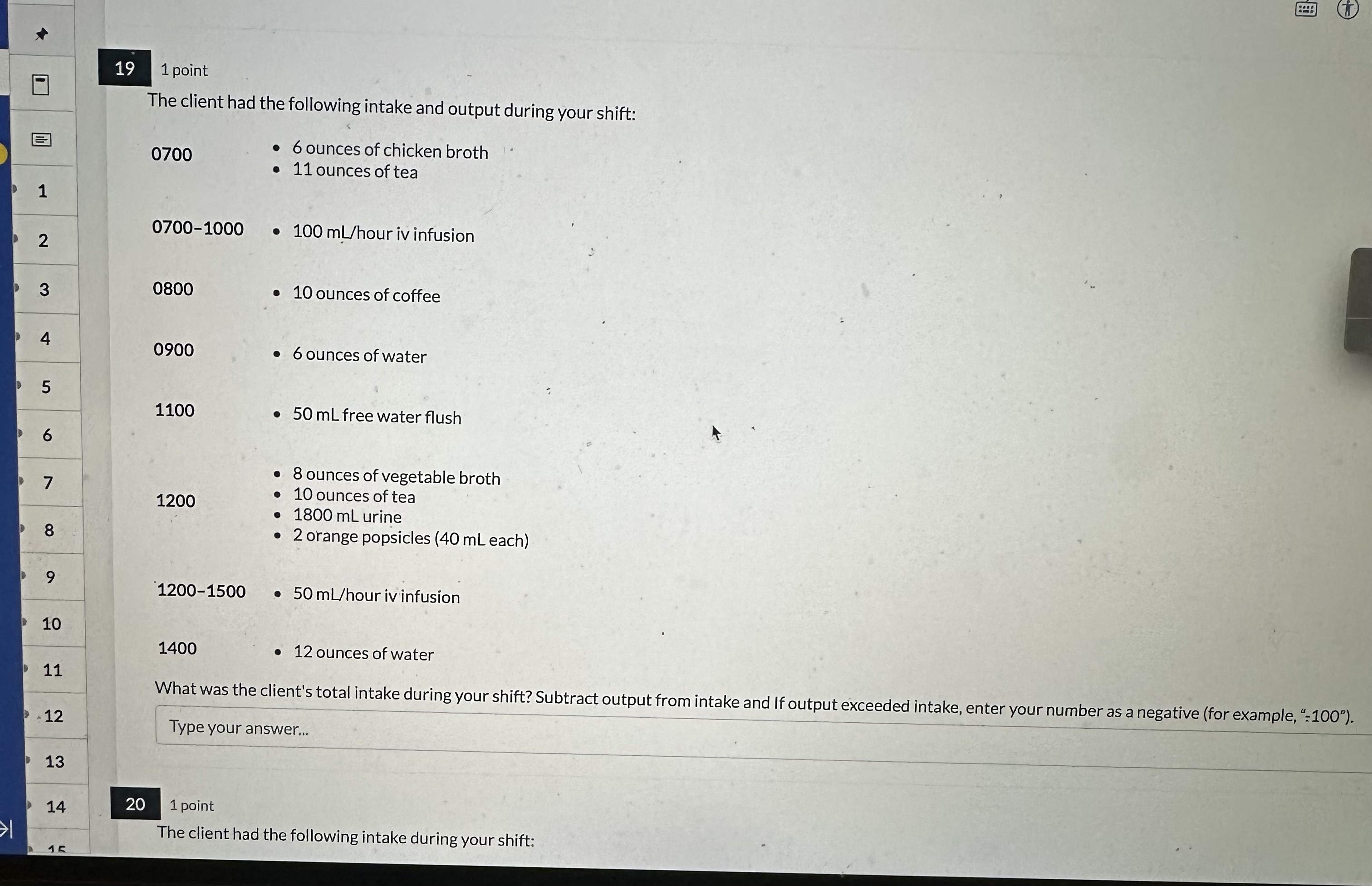 Solved 191 point The client had the following intake and | Chegg.com