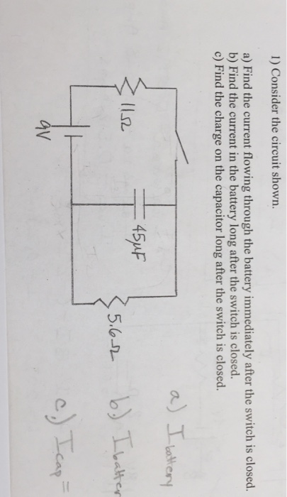 Solved 1) Consider the circuit shown. a) Find the current | Chegg.com