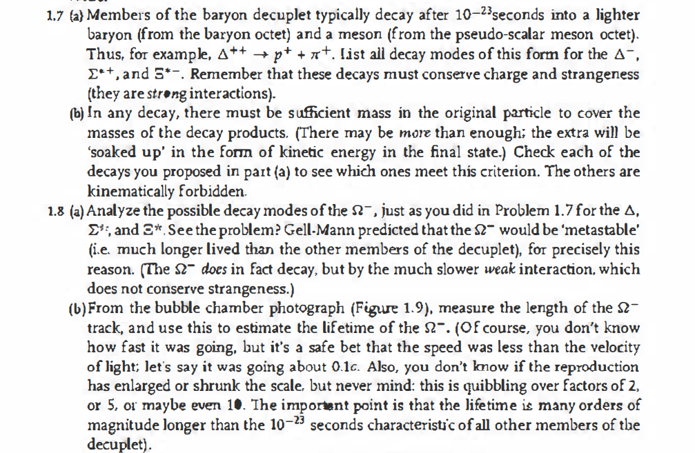 Solved 1.7 {a} Members of the baryon decuplet typically | Chegg.com