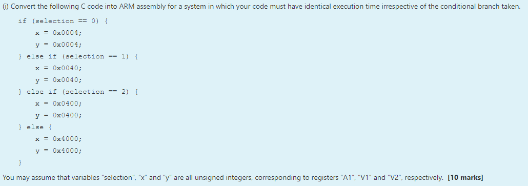 Solved 1 Convert The Following C Code Into Arm Assembly 