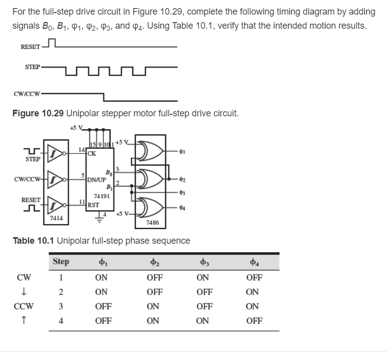 Solved For the full-step drive circuit in Figure 10.29, | Chegg.com