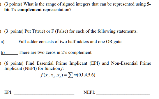 Solved (3 points) What is the range of signed integers that | Chegg.com