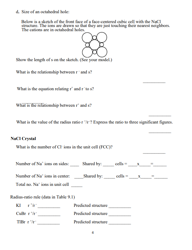Data: Experiment 9; Crystal Structures Table 9.1 Atom | Chegg.com