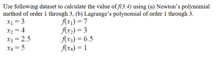 Solved Use following dataset to calculate the value of | Chegg.com