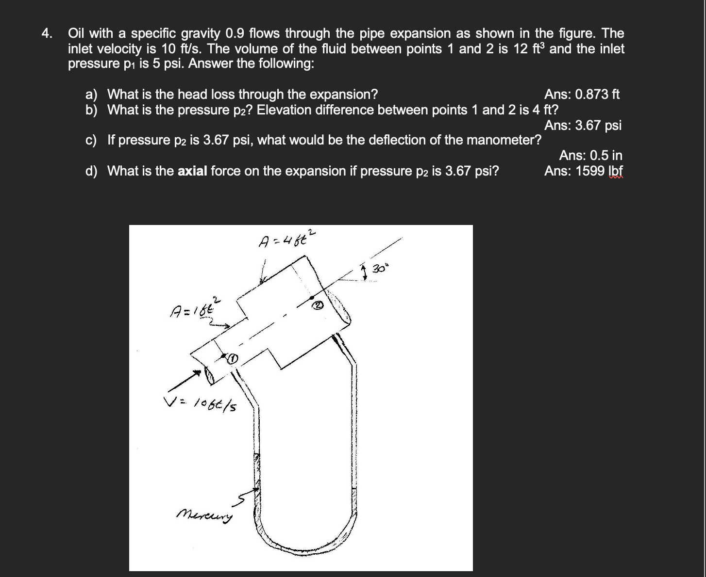 Solved Oil with a specific gravity 0.9 ﻿flows through the | Chegg.com
