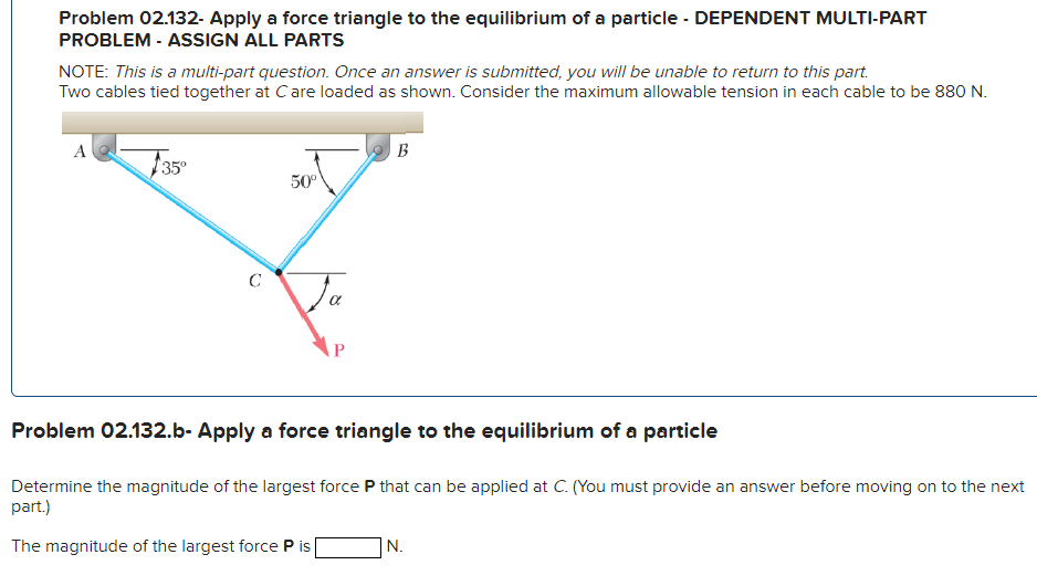 Solved Problem 02.132- Apply a force triangle to the | Chegg.com
