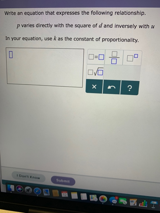 Solved Write An Equation That Expresses The Following