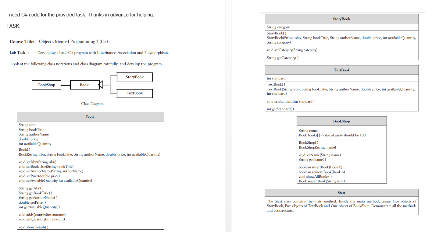 Solved I need C\# code for the provided task. Thanks in | Chegg.com Solved I need C\# code for the provided task. Thanks in | Chegg.com