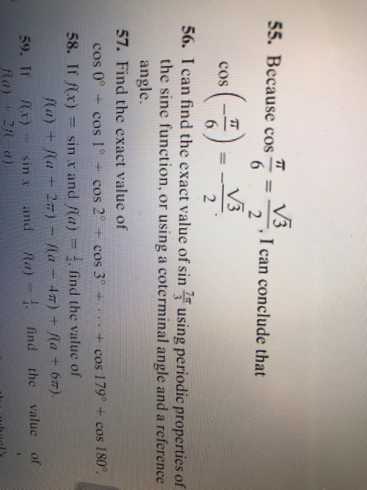Solved Because cos pi/6 = Squareroot 3/2, I can conclude | Chegg.com