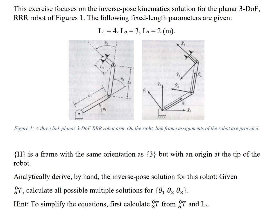 Solved This exercise focuses on the inverse-pose kinematics | Chegg.com