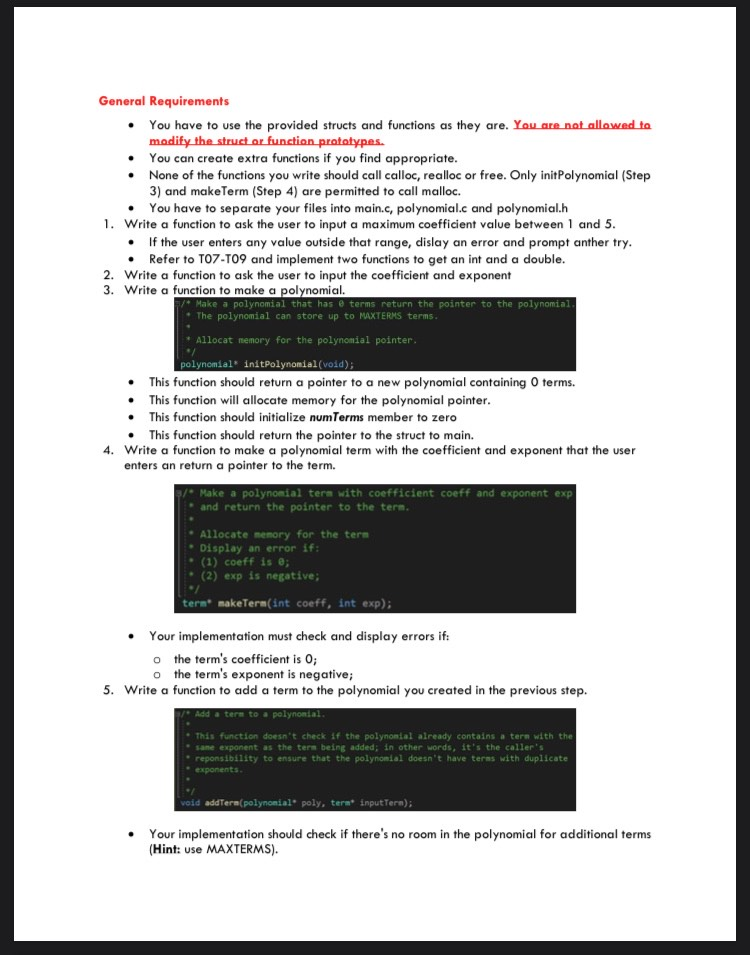 Solved This needs to be done in the C language and needs to | Chegg.com