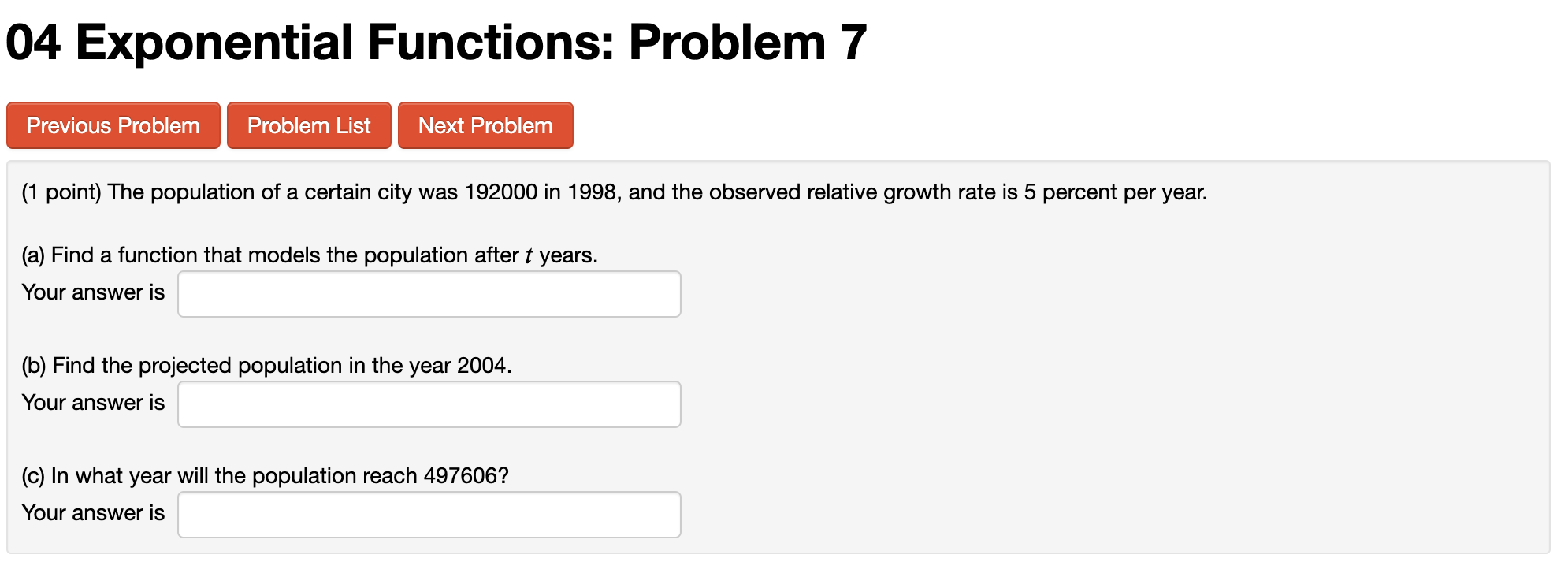 Solved 04 Exponential Functions: Problem 7 | Chegg.com