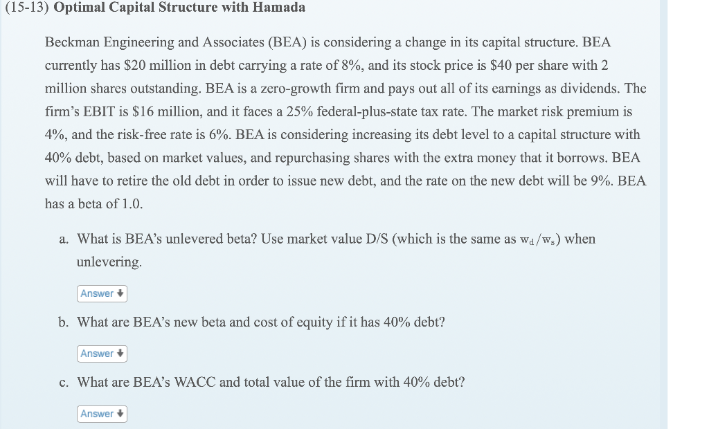 Solved Beckman Engineering and Associates (BEA) is | Chegg.com