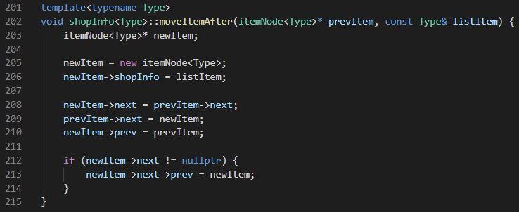 Solved template void shopInfo::moveItemAfter(itemNode* | Chegg.com