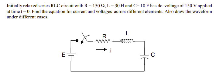 Solved Initially relaxed series RLC circuit with | Chegg.com