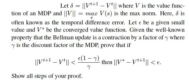 Solved Let δ=∥∥Vt+1−Vt∥∥ where V is the value function of an | Chegg.com