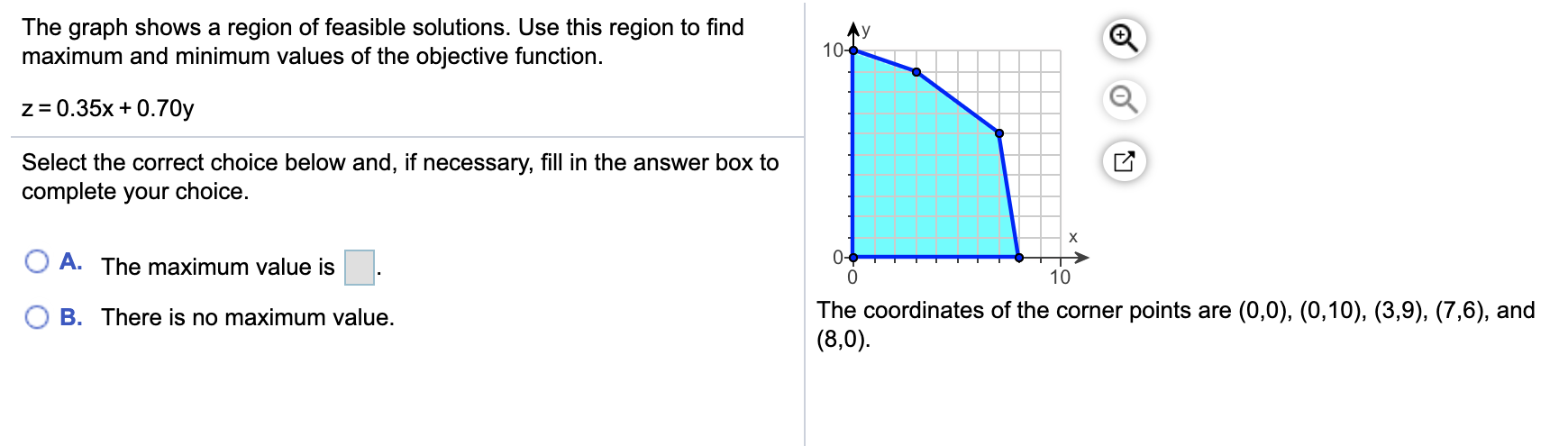 Solved The graph shows a region of feasible solutions. Use | Chegg.com