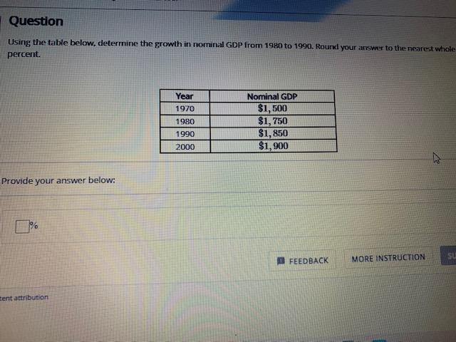 Solved Question Using the table below, determine the growth | Chegg.com