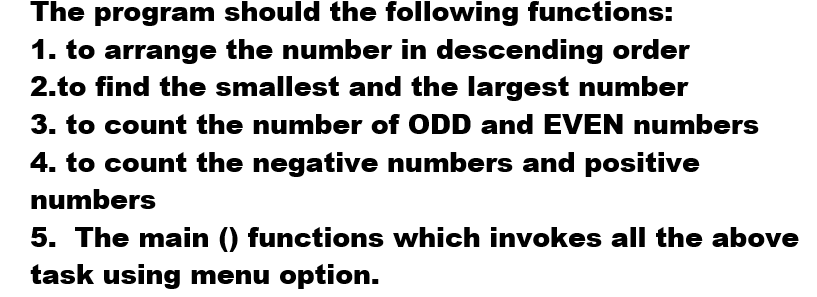 Solved Type a menu driven program using C++ language to | Chegg.com
