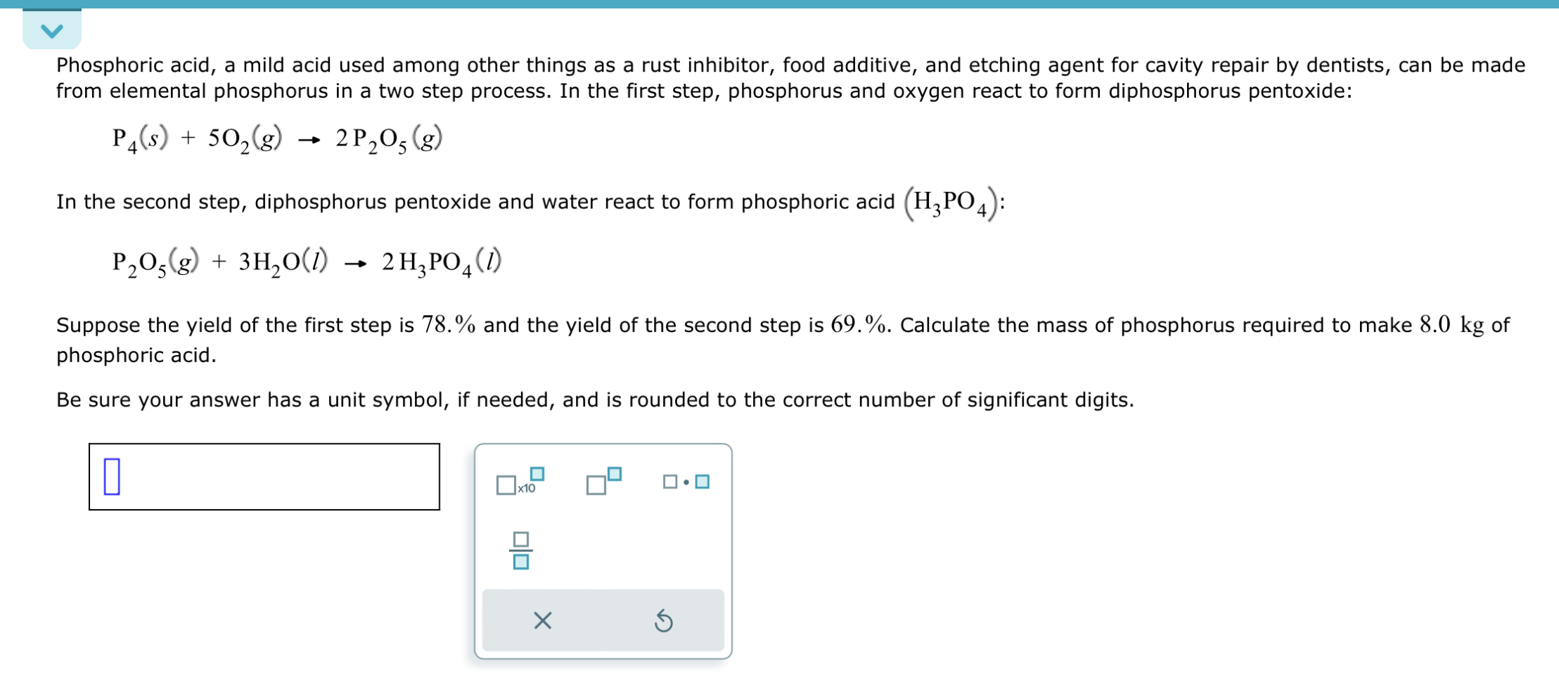 Solved Phosphoric acid, a mild acid used among other things | Chegg.com