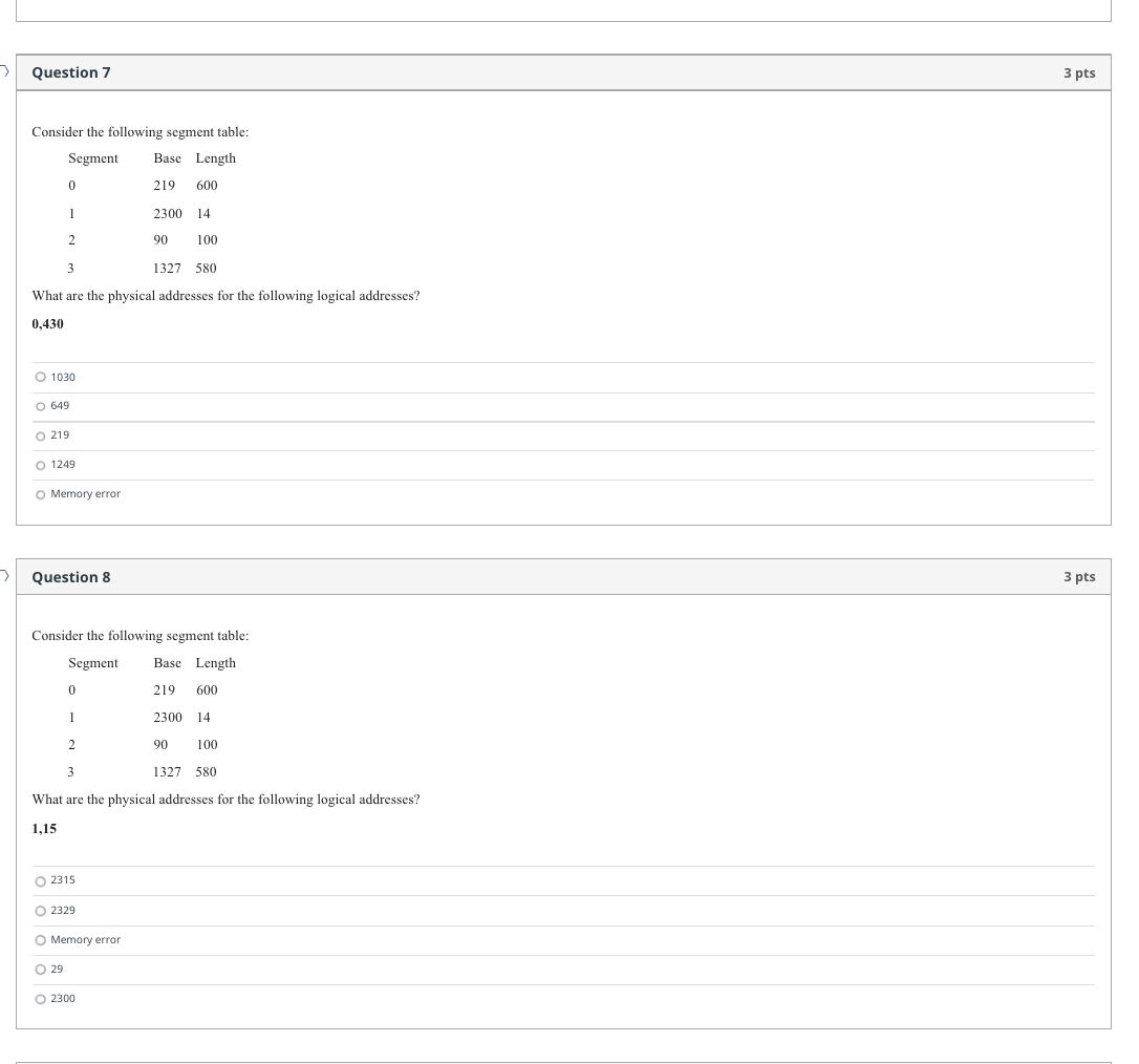 Solved > Question 7 3 pts Consider the following segment | Chegg.com