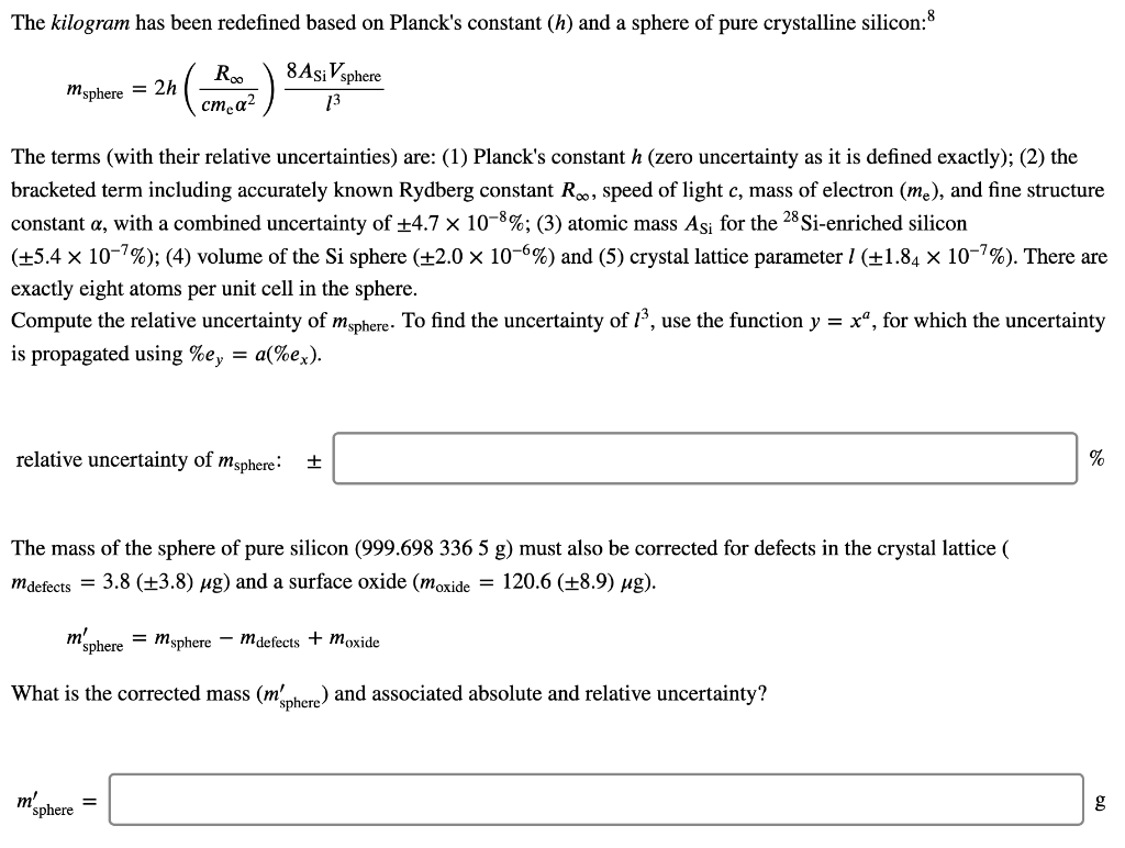 Solved The kilogram has been redefined based on Planck's | Chegg.com
