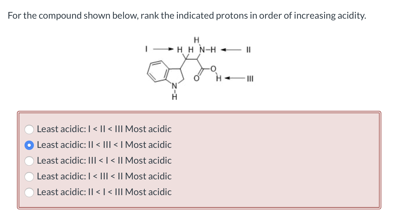 Solved For the compound shown below, rank the indicated | Chegg.com
