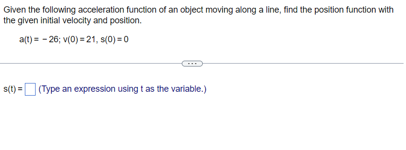 Solved Given The Following Acceleration Function Of An