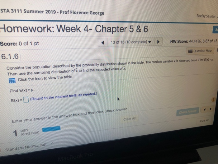STA 3111 Summer 2019- Prof Florence George Homework: | Chegg.com STA 3111 Summer 2019- Prof Florence George Homework: | Chegg.com