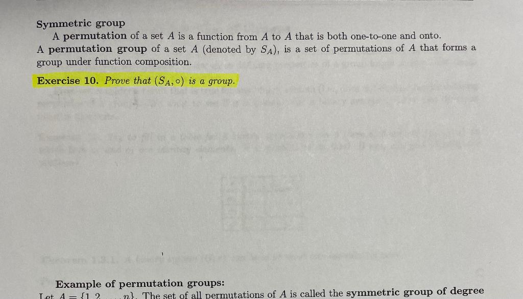 Solved Symmetric group A permutation of a set A is a | Chegg.com