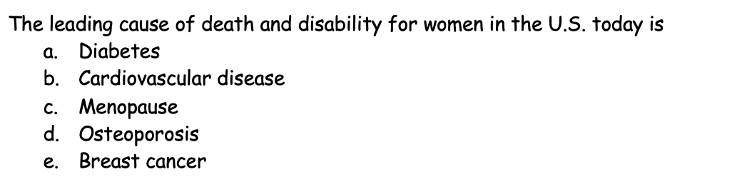 Solved The leading cause of death and disability for women | Chegg.com