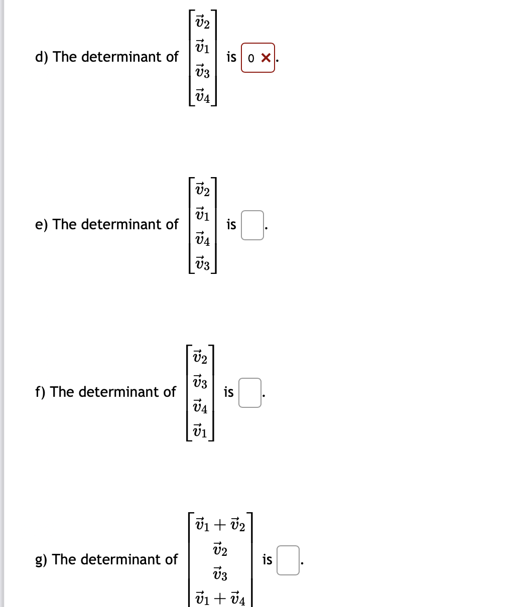 D ﻿the Determinant Of [vec V 2vec V 1vec V 3vec V 4]