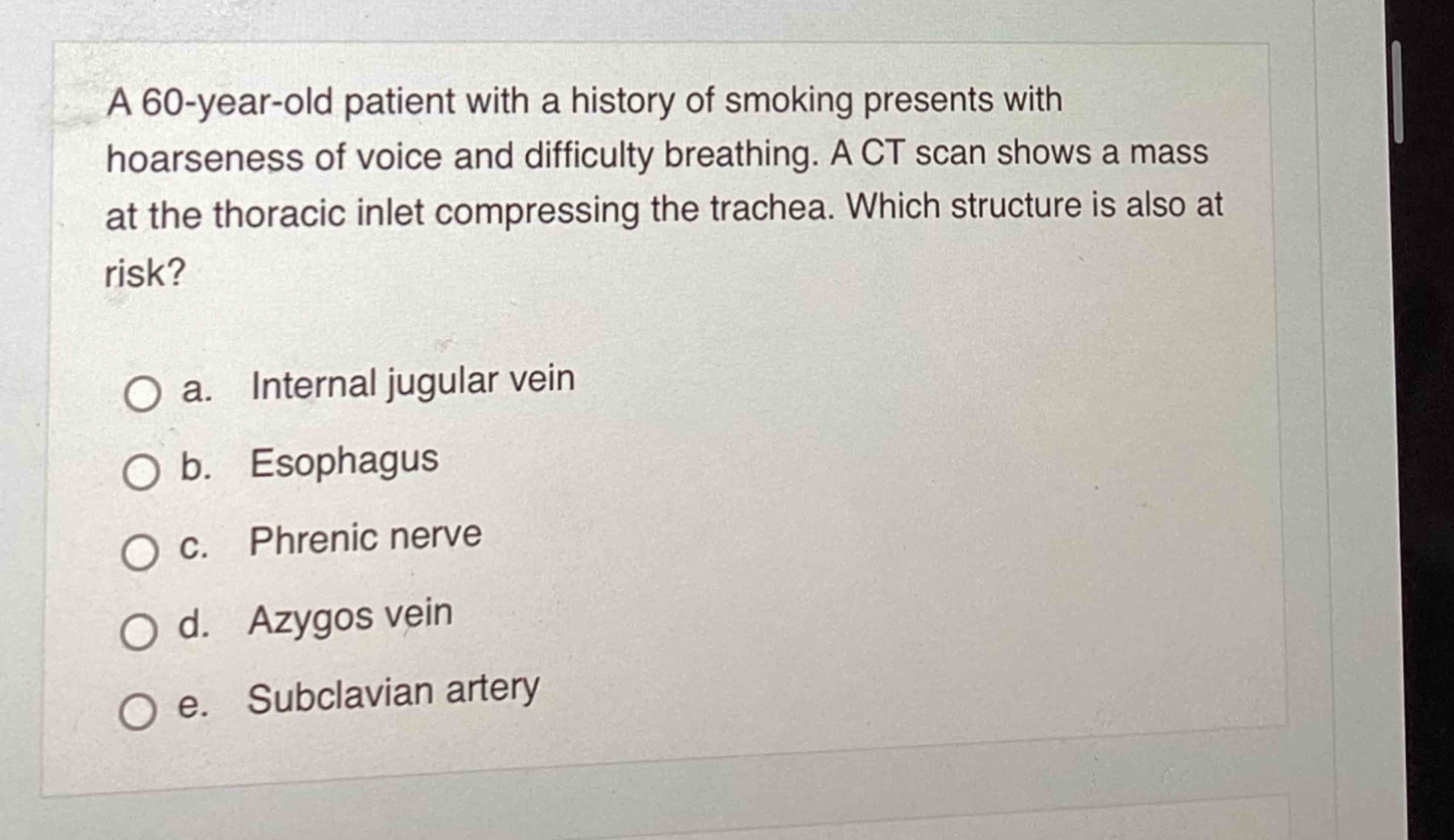 Solved A 60-year-old patient with a history of smoking | Chegg.com
