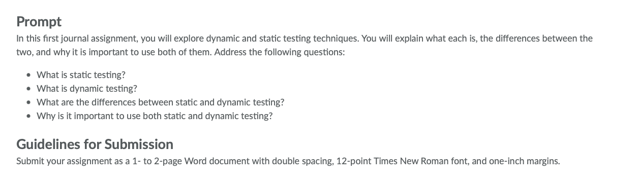 Solved Prompt In this first journal assignment, you will | Chegg.com