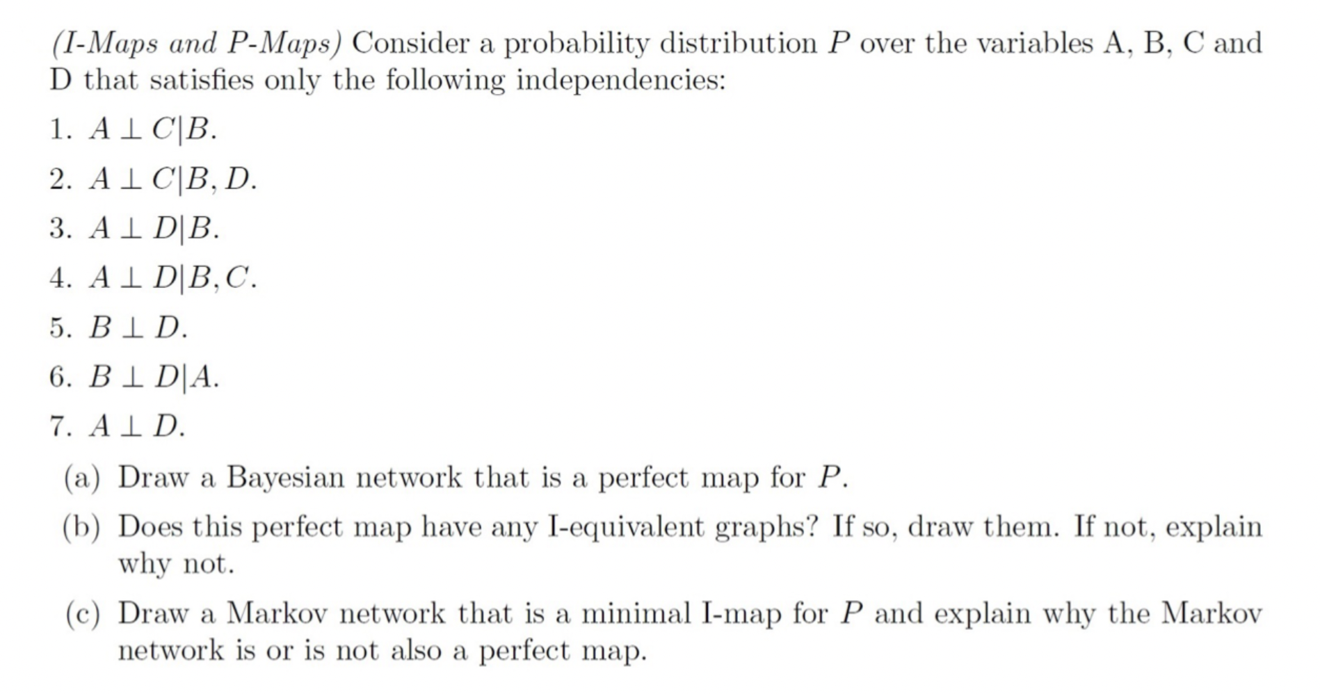 (I-Maps and P-Maps) Consider a probability | Chegg.com