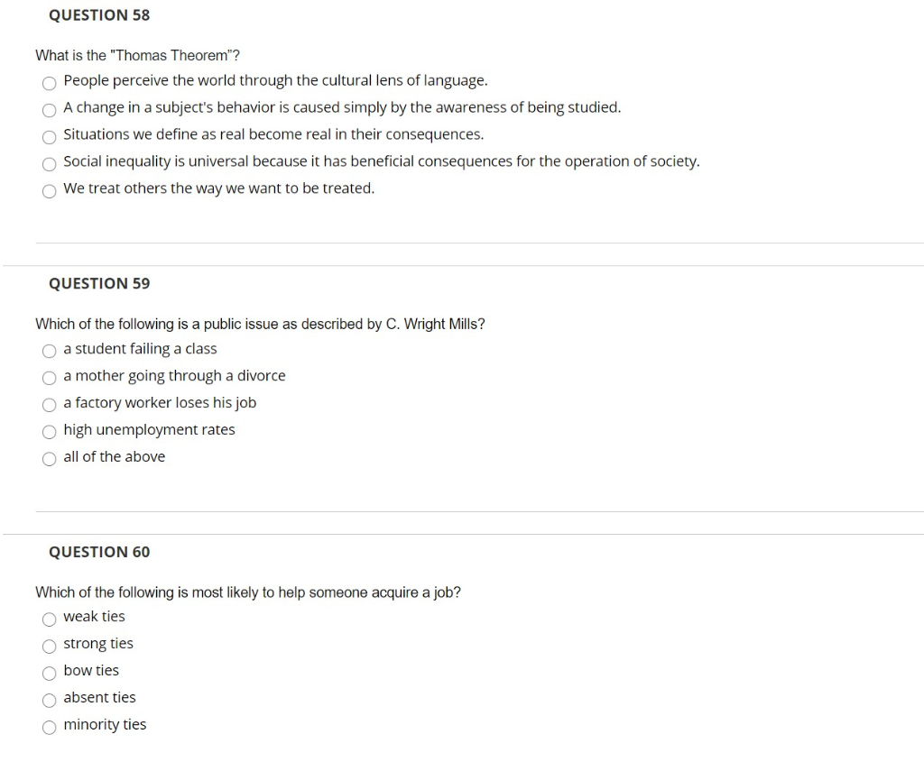 Solved QUESTION 58 What is the "Thomas Theorem"? People | Chegg.com